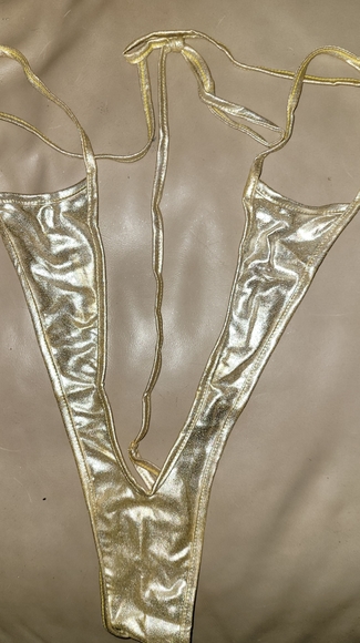 Unbranded | Swim | Open Cup Crotch Shiny Gold Slingshot Monokini | Poshmark